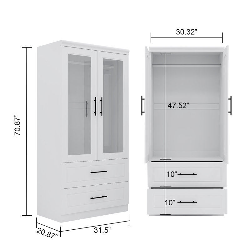 Winston Porter 2 Door Freestanding Wardrobe Armoire | Wayfair